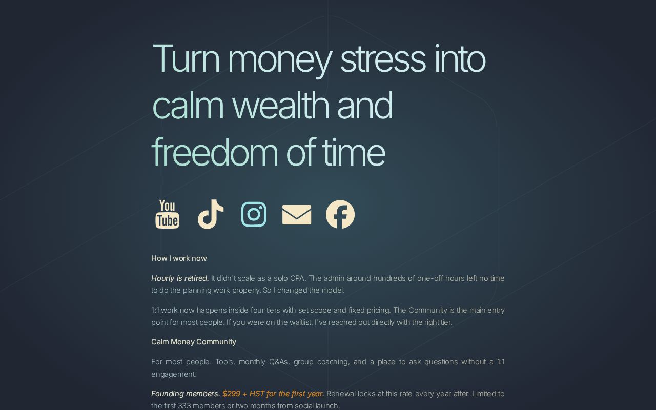 Calm Money Coach — Turn money stress into calm, steady wealth